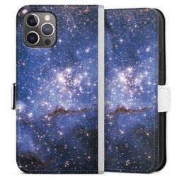 DeinDesign iPhone 12 Pro Handy Klapph&uuml;lle Handyh&uuml;lle aus Kunst Leder wei&szlig; Flip Case Galaxy Weltall Weltraum Sideflip mit Lasche