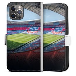 DeinDesign iPhone 12 Pro Handy Klapph&uuml;lle Handyh&uuml;lle aus Kunst Leder wei&szlig; Flip Case Fcb Stadium Fc Bayern M&uuml;nchen Sideflip mit Lasche