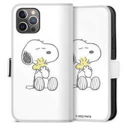 DeinDesign iPhone 12 Pro Handy Klapph&uuml;lle Handyh&uuml;lle aus Kunst Leder wei&szlig; Flip Case Snoopy Love Peanuts Sideflip mit Lasche