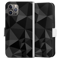 DeinDesign iPhone 12 Pro Handy Klapph&uuml;lle Handyh&uuml;lle aus Kunst Leder wei&szlig; Flip Case Abstract Muster Geometric Sideflip mit Lasche