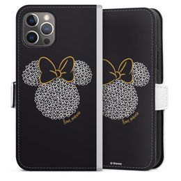 DeinDesign iPhone 12 Pro Handy Klapph&uuml;lle Handyh&uuml;lle aus Kunst Leder wei&szlig; Flip Case Minnie Mouse Muster Disney Sideflip mit Lasche