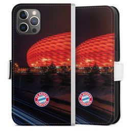 DeinDesign iPhone 12 Pro Handy Klapph&uuml;lle Handyh&uuml;lle aus Kunst Leder wei&szlig; Flip Case Fc Bayern M&uuml;nchen Stadium Fcb Sideflip mit Lasche