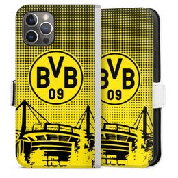 DeinDesign iPhone 12 Pro Handy Klapph&uuml;lle Handyh&uuml;lle aus Kunst Leder wei&szlig; Flip Case Bvb Stadium Borussia Dortmund Sideflip mit Lasche
