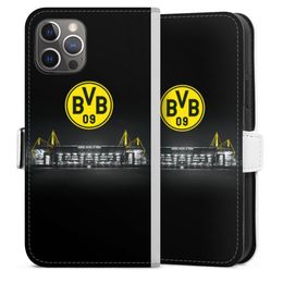 DeinDesign iPhone 12 Pro Handy Klapph&uuml;lle Handyh&uuml;lle aus Kunst Leder wei&szlig; Flip Case Borussia Dortmund Stadium Bvb Sideflip mit Lasche