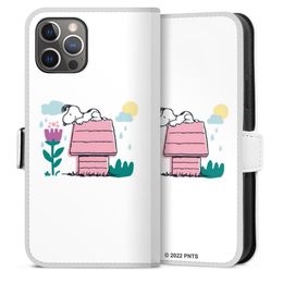 DeinDesign iPhone 12 Pro Handy Klapph&uuml;lle Handyh&uuml;lle aus Kunst Leder wei&szlig; Flip Case Snoopy Dog Official Licensed Product Sideflip mit Lasche