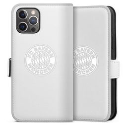 DeinDesign iPhone 12 Pro Handy Klapph&uuml;lle Handyh&uuml;lle aus Kunst Leder wei&szlig; Flip Case Fcb Coat Of Arms Fc Bayern M&uuml;nchen Sideflip mit Lasche