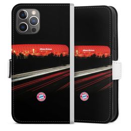DeinDesign iPhone 12 Pro Handy Klapph&uuml;lle Handyh&uuml;lle aus Kunst Leder wei&szlig; Flip Case Fcb Fc Bayern M&uuml;nchen Stadium Sideflip mit Lasche