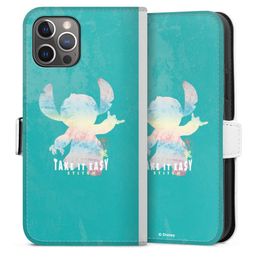DeinDesign iPhone 12 Pro Handy Klapph&uuml;lle Handyh&uuml;lle aus Kunst Leder wei&szlig; Flip Case Lilo & Stitch Official Licensed Product Disney Sideflip mit Lasche