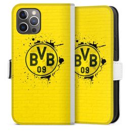 DeinDesign iPhone 12 Pro Handy Klapph&uuml;lle Handyh&uuml;lle aus Kunst Leder wei&szlig; Flip Case Official Licensed Product Bvb Borussia Dortmund Sideflip mit Lasche