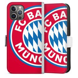 DeinDesign iPhone 12 Pro Handy Klapph&uuml;lle Handyh&uuml;lle aus Kunst Leder wei&szlig; Flip Case Fc Bayern M&uuml;nchen Fcb Official Licensed Product Sideflip mit Lasche