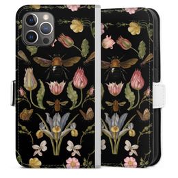 DeinDesign iPhone 12 Pro Handy Klapph&uuml;lle Handyh&uuml;lle aus Kunst Leder wei&szlig; Flip Case Flower Wreath Bee Blossom Sideflip mit Lasche