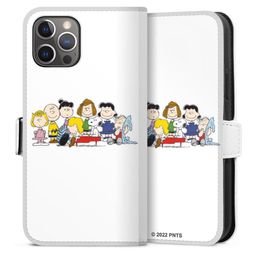 DeinDesign iPhone 12 Pro Handy Klapph&uuml;lle Handyh&uuml;lle aus Kunst Leder wei&szlig; Flip Case Peanuts Kindheit Merchandise Sideflip mit Lasche