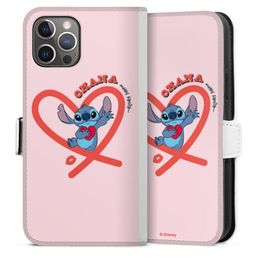 DeinDesign iPhone 12 Pro Handy Klapph&uuml;lle Handyh&uuml;lle aus Kunst Leder wei&szlig; Flip Case Heart Lilo & Stitch Disney Sideflip mit Lasche