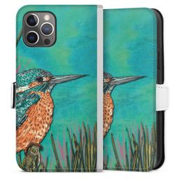 DeinDesign iPhone 12 Pro Handy Klapph&uuml;lle Handyh&uuml;lle aus Kunst Leder wei&szlig; Flip Case Painting Bird Animals Sideflip mit Lasche