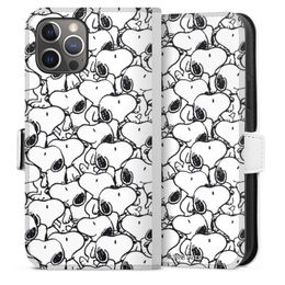 DeinDesign iPhone 12 Pro Handy Klapph&uuml;lle Handyh&uuml;lle aus Kunst Leder wei&szlig; Flip Case Peanuts Snoopy Muster Sideflip mit Lasche