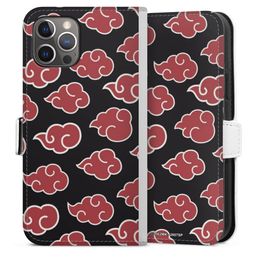 DeinDesign iPhone 12 Pro Handy Klapph&uuml;lle Handyh&uuml;lle aus Kunst Leder wei&szlig; Flip Case Naruto Shippuden Pattern Akatsuki Sideflip mit Lasche