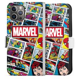 DeinDesign iPhone 12 Pro Handy Klapph&uuml;lle Handyh&uuml;lle aus Kunst Leder wei&szlig; Flip Case Muster Comic Marvel Sideflip mit Lasche