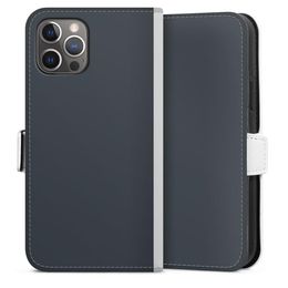DeinDesign iPhone 12 Pro Handy Klapph&uuml;lle Handyh&uuml;lle aus Kunst Leder wei&szlig; Flip Case Anthracite Grey Unicoloured Sideflip mit Lasche