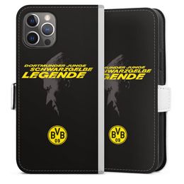 DeinDesign iPhone 12 Pro Handy Klapph&uuml;lle Handyh&uuml;lle aus Kunst Leder wei&szlig; Flip Case Borussia Dortmund Bvb Marco Reus Sideflip mit Lasche