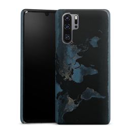DeinDesign Huawei P30 Pro Handy Premium Case Smartphone Handyh&uuml;lle Schutzh&uuml;lle gl&auml;nzend Night World Map Map Premium Case
