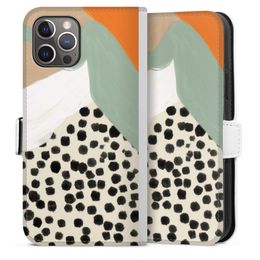 DeinDesign iPhone 12 Pro Handy Klapph&uuml;lle Handyh&uuml;lle aus Kunst Leder wei&szlig; Flip Case Abstract Boho Kunst Sideflip mit Lasche