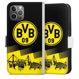 DeinDesign iPhone 12 Pro Handy Klapph&uuml;lle Handyh&uuml;lle aus Kunst Leder wei&szlig; Flip Case Borussia Dortmund Stadium Bvb Sideflip mit Lasche