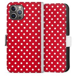 DeinDesign iPhone 12 Pro Handy Klapph&uuml;lle Handyh&uuml;lle aus Kunst Leder wei&szlig; Flip Case Retro Polka Dots Points Sideflip mit Lasche