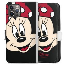 DeinDesign iPhone 12 Pro Handy Klapph&uuml;lle Handyh&uuml;lle aus Kunst Leder wei&szlig; Flip Case Disney Minnie Mouse Official Licensed Product Sideflip mit Lasche