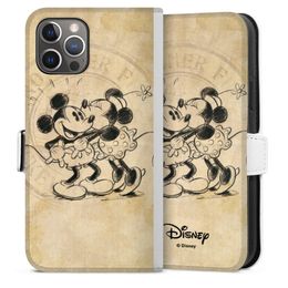 DeinDesign iPhone 12 Pro Handy Klapph&uuml;lle Handyh&uuml;lle aus Kunst Leder wei&szlig; Flip Case Minnie Mouse Vintage Mickey Mouse Sideflip mit Lasche