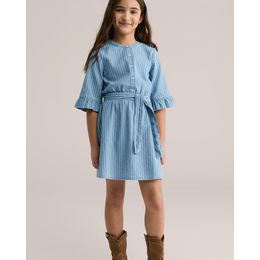 WE Fashion Kleid M&auml;dchen Gr&ouml;&szlig;e 98/104 rauchblau / wei&szlig;