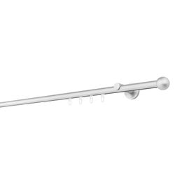 ONDECO Gardinenstange auf Ma&szlig; Innenlauf 20mm Ball 1-lauf Wandtr&auml;ger 6,5cm mit Gleiter Farbe: Alu-Silber, Gr&ouml;&szlig;e: 360cm