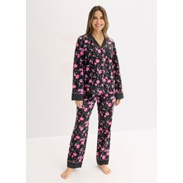 bonprix Pyjama aus reiner Baumwolle, schwarz, 100% Baumwolle