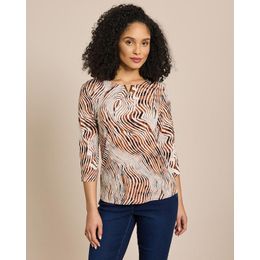 Helena Vera Shirt Animal mit Accessoire am V-Ausschnitt