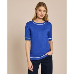 Fiora Blue Halbarm-Pullover mit Kontrast
