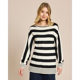 Fiora Blue Pullover Midi-L&auml;nge mit breiten Streifen