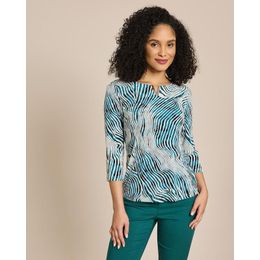 Helena Vera Shirt Animal mit Accessoire am V-Ausschnitt