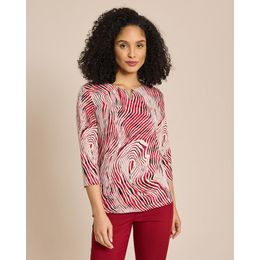 Helena Vera Shirt Animal mit Accessoire am V-Ausschnitt