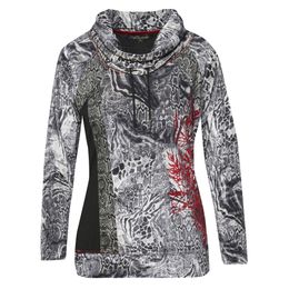 Koroshi Shirt Damen Gr&ouml;&szlig;e S grau / rot / schwarz / wei&szlig;