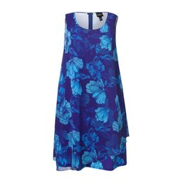 Ulla Popken Kleid Damen Gr&ouml;&szlig;e 42/44 royalblau / hellblau Winterkleid