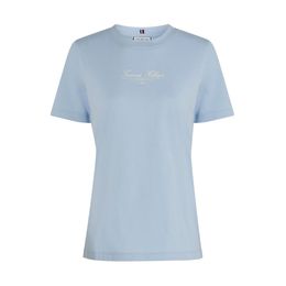 Tommy Hilfiger T-Shirt Damen Gr&ouml;&szlig;e XL hellblau / wei&szlig;