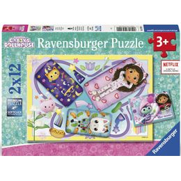 Puzzle Ravensburger "Gabby's Dollhouse, 2x12", bunt, Puzzles, KinderB:26cm H:18cm, Made in Europe, B:26cm H:18cm