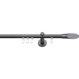 Gardinenstange Indeko "Marbella" Gr. 1, schwarz (anthrazit, schwarz), L:120cm &Oslash;:16mm, Aluminium, Gardinenstangen, Innenlauf Komplett-Set inkl. Gleitern und Montagematerial
