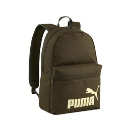 Rucksack Puma "PHASE BACKPACK", gr&uuml;n (schwarz olive, gold moon), Rucks&auml;cke, Damen, Netz, Polyester, unifarben, Rucksack, f&uuml;r Erwachsene, sportlicher Stil, mit Zwei-Wege-Rei&szlig;verschluss