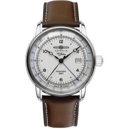 Automatikuhr Zeppelin "100 Jahre, Automatic GMT", braun, Armbanduhren, Herren, Automatikuhr, Armbanduhr, Herrenuhr, Datum, Made in Germany