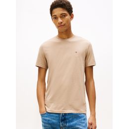 T-Shirt Tommy Jeans "TJM XSLIM JASPE HTR TEE EXT", Herren, Gr. L, beige (coastal taupe htr), Single Jersey, Obermaterial: 60% Baumwolle, 40% Polyester, Basic, slim fit normal, Rundhals, eingesetzt abgesteppte Kante, Shirts T-Shirt, Mit Rundhalsausschnitt