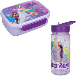 Scooli Kinder Lunchbox "Brotzeitdose + Flasche, Unicorn Academy"unicorn academy, Lebensmittelaufbewahrungsbeh&auml;lter, mit Trinkflasche
