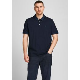 Jack & Jones PlusSize Poloshirt "Paulus Polo", Herren, Gr. 3XL, blau (schwarz, navy), Piqu&eacute;, Obermaterial: 100% Baumwolle, JACK & JONES PLUSSIZE, unifarben, normal normal, gerader Abschluss kontrastfarben, Shirts, bis Gr&ouml;&szlig;e 6XL