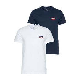 Levi's T-Shirt LEVI'S "LE 2PK CREWNECK GRAPHIC", Herren, Gr. XXL, blau (wei&szlig;, marineblaus), Obermaterial: 100% Baumwolle, Shirts T-Shirt