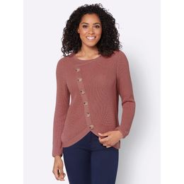 Strickpullover Casual Looks "Pullover", Damen, Gr. 46, rot (rosenholz), 50% Baumwolle, 50% Polyacryl, unifarben, Pullover Strickpullover