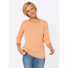 3/4 Arm-Pullover Classic Basics "Pullover", Damen, Gr. 42, rot (apricot), 100% Polyacryl, unifarben, Pullover